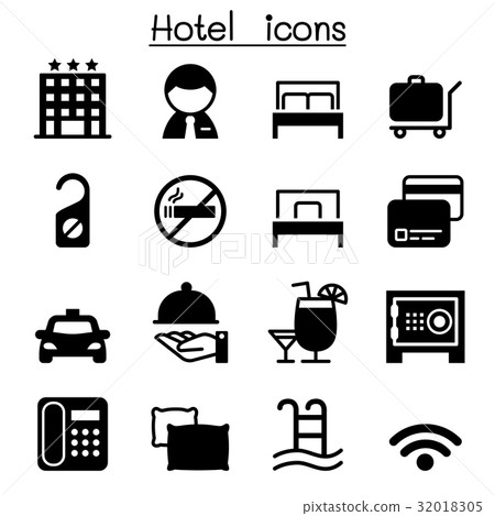 Hotel icon set Vector illustration Graphic Design - Stock Illustration ...