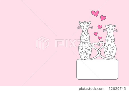 Pink cover design notebook with couple cats - Stock Illustration ...
