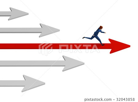 A businessman running over the top going arrow - Stock Illustration ...