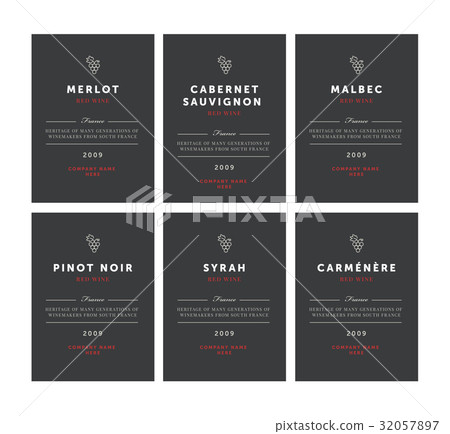 Red wine labels. premium template set. Clean and - Stock Illustration ...