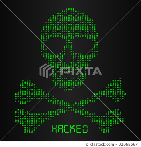 digital binary code in skull and bone danger icon - Stock Illustration ...