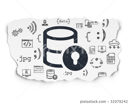 Database concept: Database With Lock on Torn Paper - Stock Illustration ...