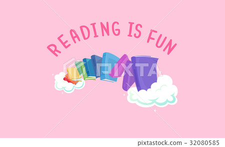 Rainbow Books Reading Is Fun Poster - Stock Illustration [32080585] - PIXTA