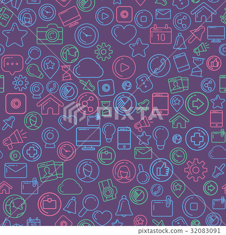Social Media Colorful Seamless Pattern - Stock Illustration [32083091 ...