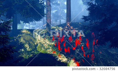 Disaster with fire in the forest 3d rendering - Stock Illustration ...