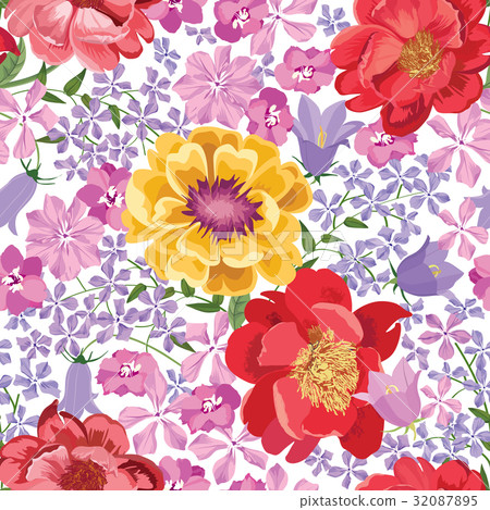 Floral garden seamless pattern. Flower background. - Stock Illustration ...