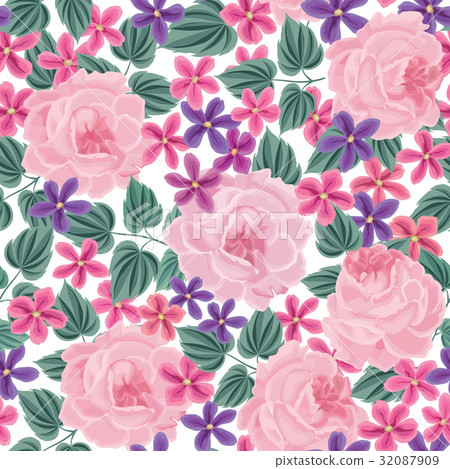 Floral garden seamless pattern. Flower background - Stock Illustration ...