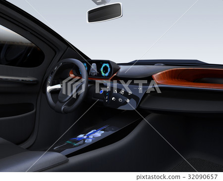 Driver's seat image of automatic driving car.... - Stock Illustration ...