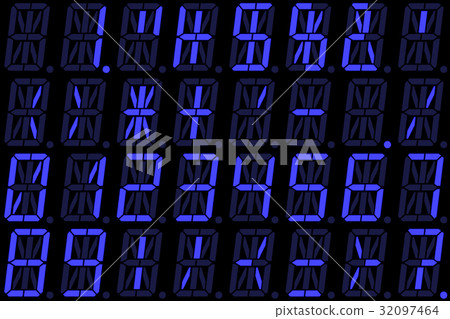Digital numbers on blue alphanumeric LED display - Stock Illustration ...