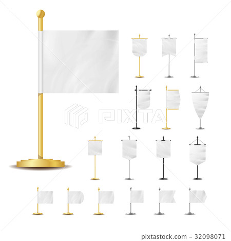 Blank White Table Flags Set Vector. Different - Stock Illustration ...