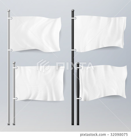 Various Clean Empty White Flags And Banners - Stock Illustration ...