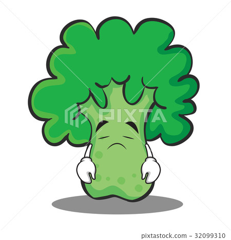 Sad broccoli chracter cartoon style - Stock Illustration [32099310] - PIXTA