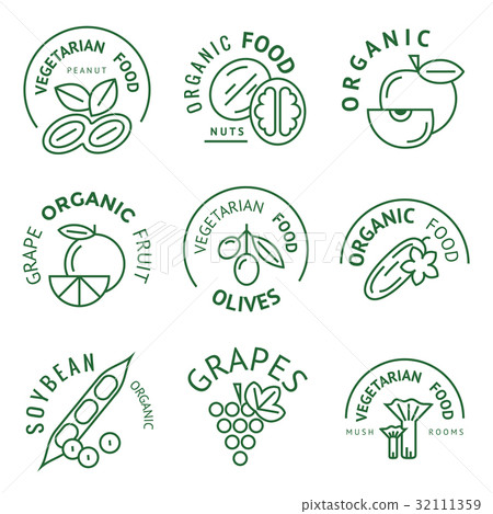 Digital vector green vegetable icons set - Stock Illustration [32111359 ...