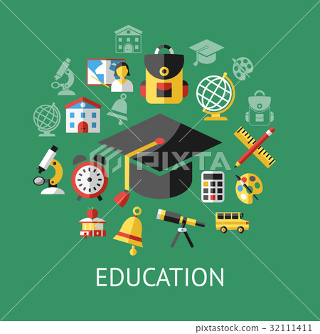 Digital vector green school icons - Stock Illustration [32111411] - PIXTA