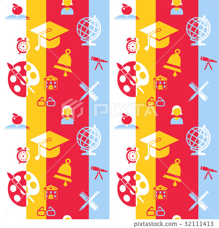 Digital vector red and blue school icons set - Stock Illustration ...