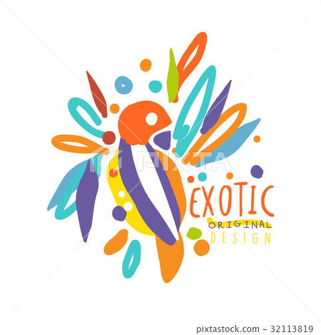 Exotic logo original design with colorful bird - Stock Illustration ...