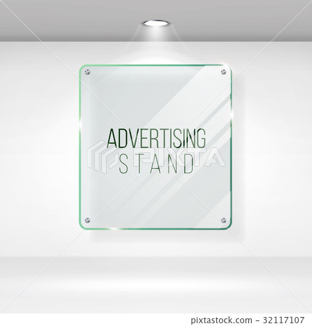 Advertising Stand Glass Vector. Realistic Glass On - Stock Illustration ...