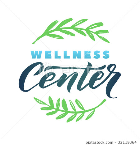 Wellness Center Vector Logo. Stroke Green Leaves - Stock Illustration [32119364] - PIXTA