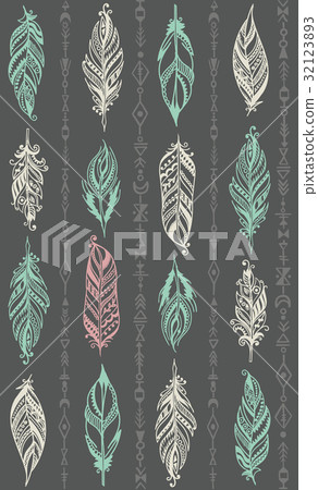 boho hand drawn seamless pattern eps8 - Stock Illustration [32123893 ...