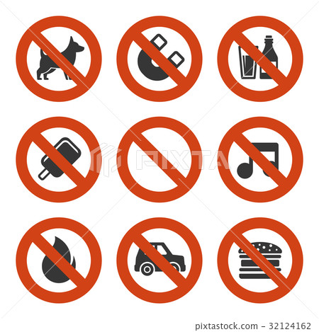 Prohibited Signs Set. Vector - Stock Illustration [32124162] - PIXTA