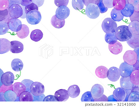 水彩框架葡萄葡萄-插圖素材 [32141000] - PIXTA圖庫