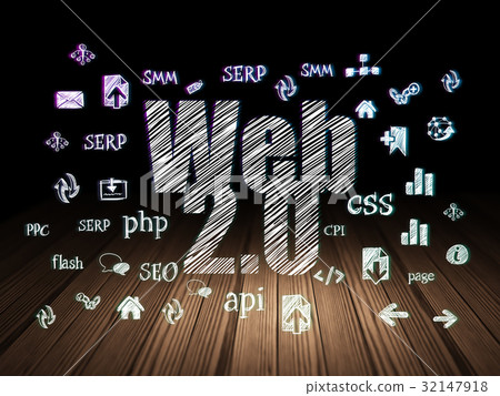 Web development concept: Web 2.0 in grunge dark - Stock Illustration ...