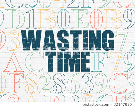Timeline concept: Wasting Time on wall background - Stock Illustration ...