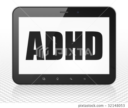 Health concept: Tablet Pc Computer with ADHD on - Stock Illustration ...