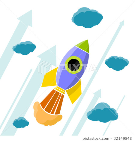 Rocket is flying in the clouds. - Stock Illustration [32149848] - PIXTA