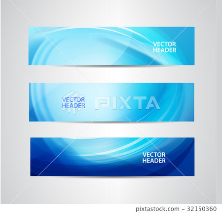 Vector set of abstract blue wavy headers, water - Stock Illustration ...