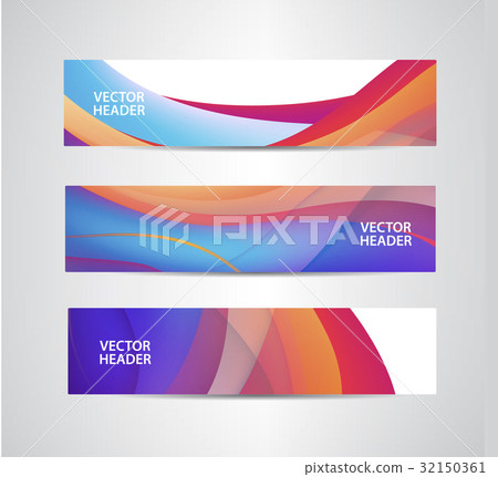 Vector set of abstract colorful wavy headers - Stock Illustration ...