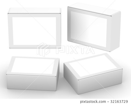 White paper box packaging with white label - Stock Illustration ...