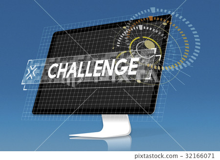 Computer Screen with Challenge Graphic Word Design - Stock Illustration ...