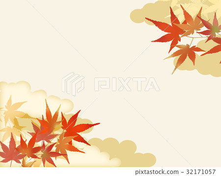 Autumn leaves Japanese-style Japanese pattern... - Stock Illustration ...
