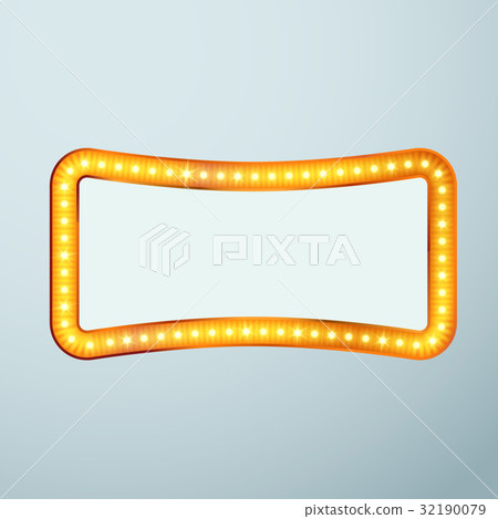 Bright glittering retro cinema bulb frame sign - Stock Illustration ...