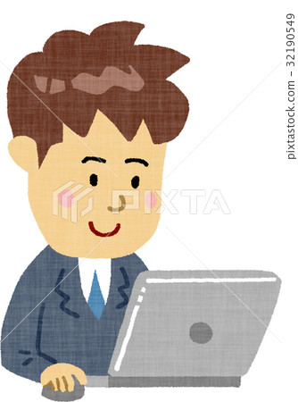 A man who operates a personal computer - Stock Illustration [32190549 ...