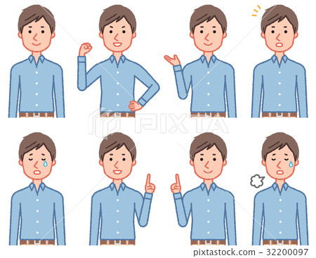 Male front upper body set 1 - Stock Illustration [32200097] - PIXTA
