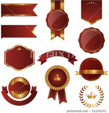 Ribbon emblem material set - Stock Illustration [32208241] - PIXTA