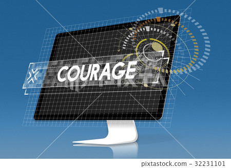 Computer Screen with Courage Design Graphic Word - Stock Illustration ...