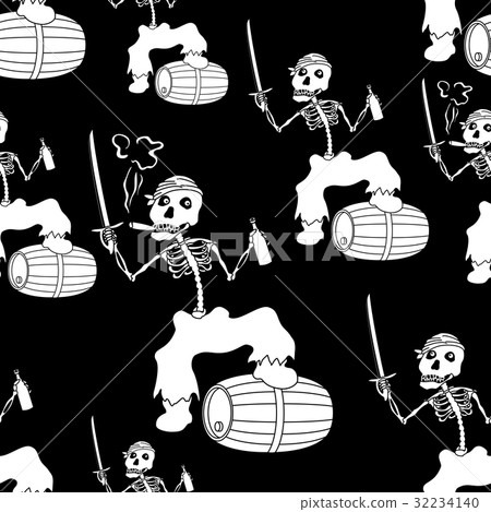 Jolly Roger Skeleton Seamless-插圖素材 [32234140] - PIXTA圖庫