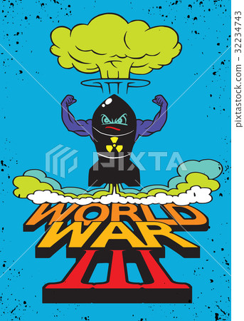Cartoon atomic bomb and atomic mushroom cloud,WW3 - Stock Illustration ...