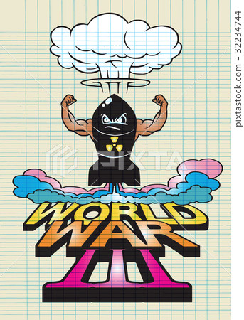 Cartoon atomic bomb and atomic mushroom cloud,WW3 - Stock Illustration ...