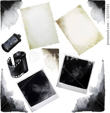Vintage set of watercolor old photographic paper - Stock Illustration ...