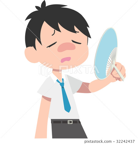 Hot boy student fanning herself at the fan - Stock Illustration ...