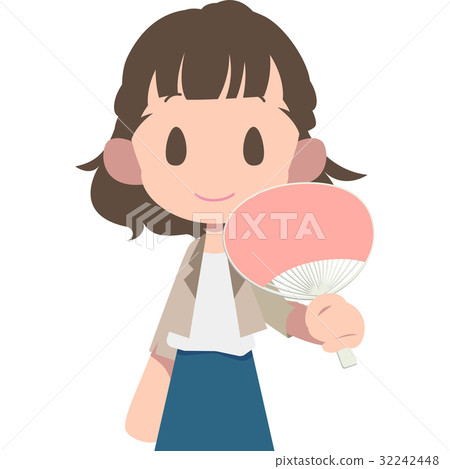 A woman who engages himself in a fan fan - Stock Illustration [32242448 ...