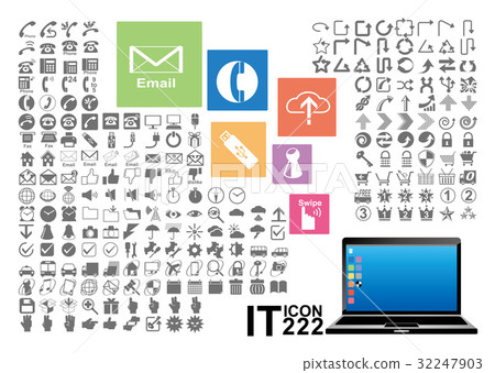 ICT IT application icon set 222 pieces | Sign... - Stock Illustration ...