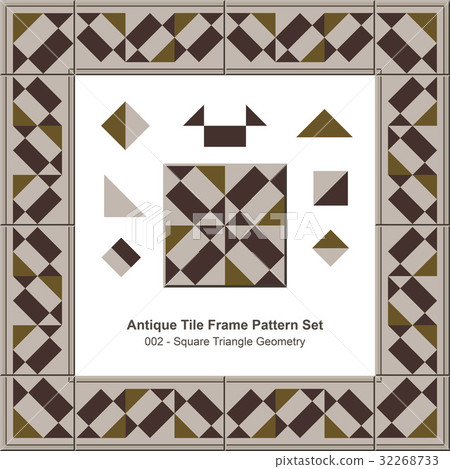 Antique tile frame Square Triangle Geometry - Stock Illustration ...