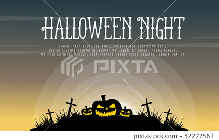 Pumpkin on grave background Halloween - Stock Illustration [32272561 ...