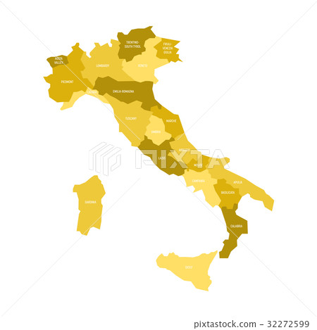 Map of Italy divided into 20 administrative - Stock Illustration ...