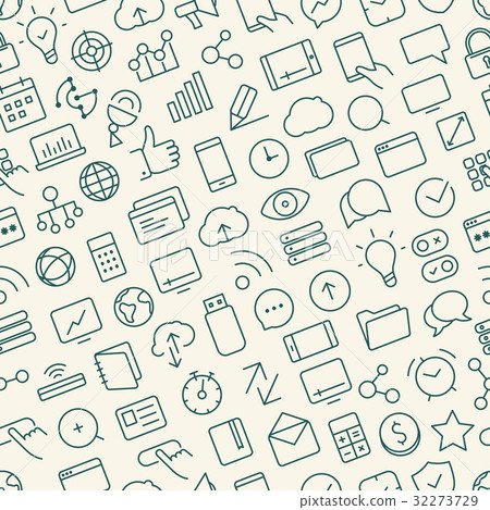 Seamless pattern of outline icons. SEO - Stock Illustration [32273729 ...